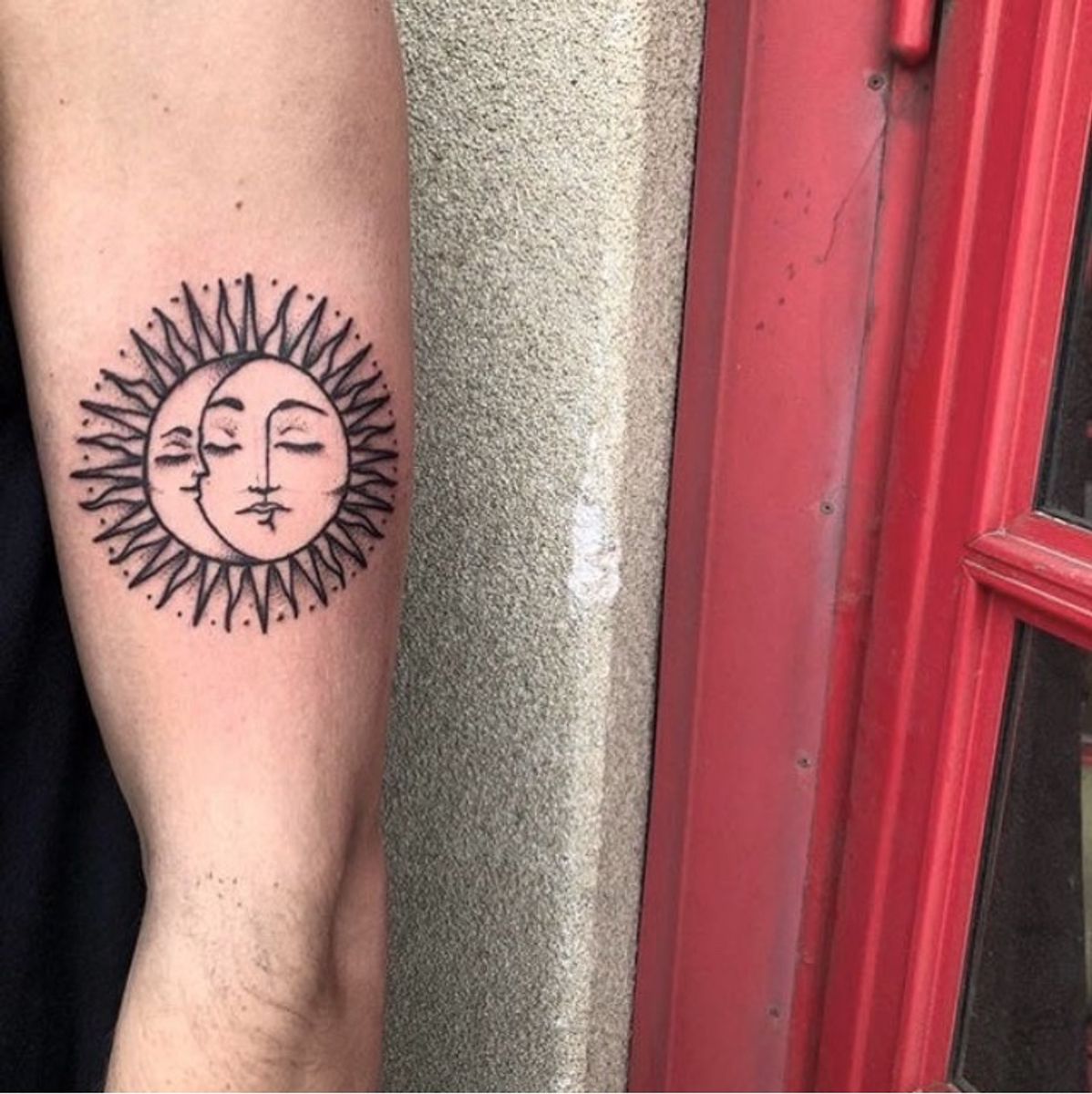 Tattoo uploaded by Max • Sun and moon,,, #sun #moon # arm #oldschool By ...
