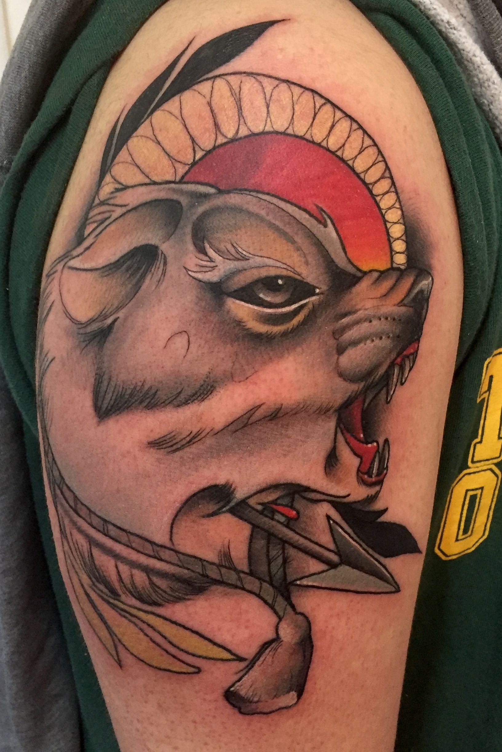 Lobo Neotradicional Camiseta Arte Neotradicional Trópico De Tatuajes