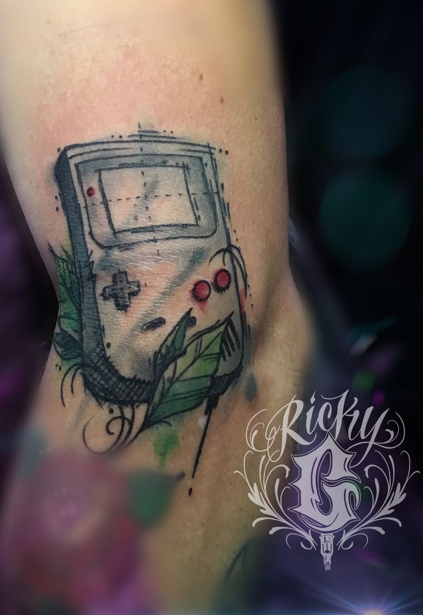 Tattoo uploaded by Ricky G • Classic Gameboy with my sketchy watercolor ...
