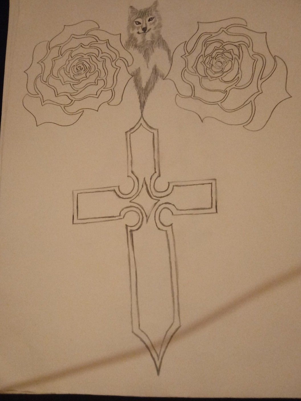 Drawings Of Cross With Roses
