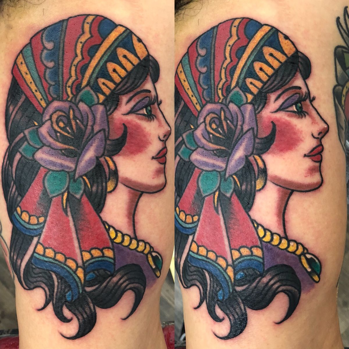 Tattoo uploaded by Tony Garcia • Gypsy head neo trad • Tattoodo