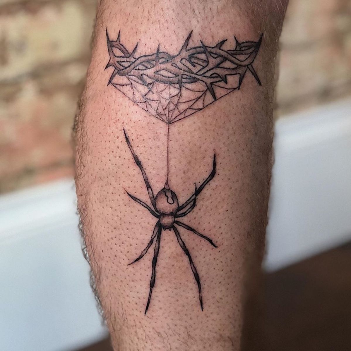 Tattoo uploaded by Village Tattoo • Fineline spider • Tattoodo