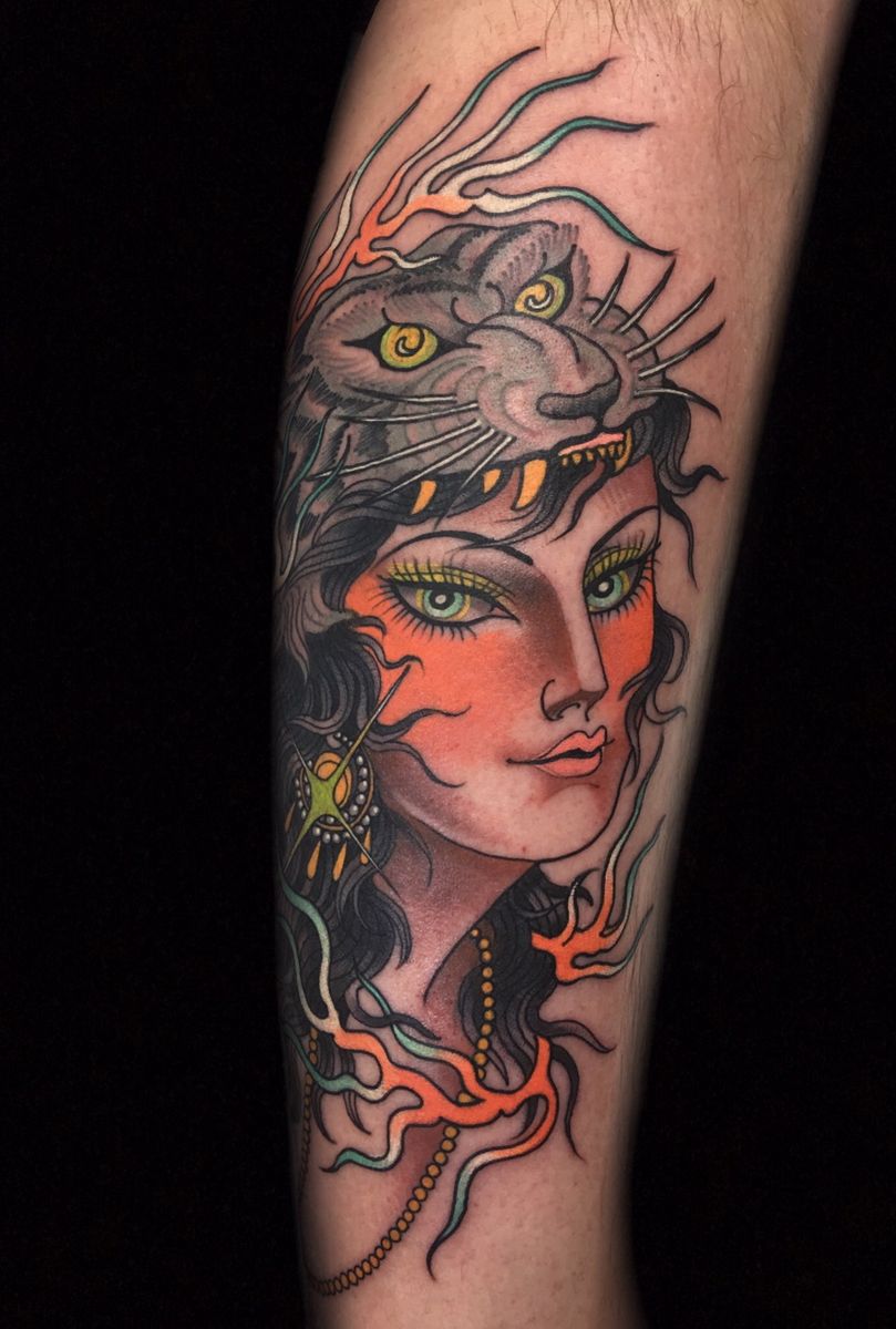 Tattoo uploaded by Claudia De Sabe • Tiger and girl face • Tattoodo