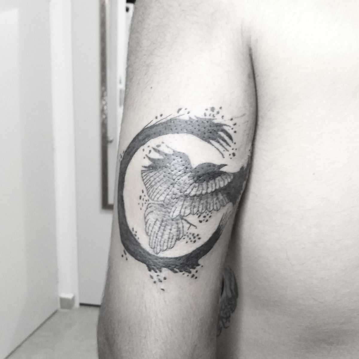 Tattoo uploaded by Ornella • Crow black work tattoo cuervo tatuaje ...