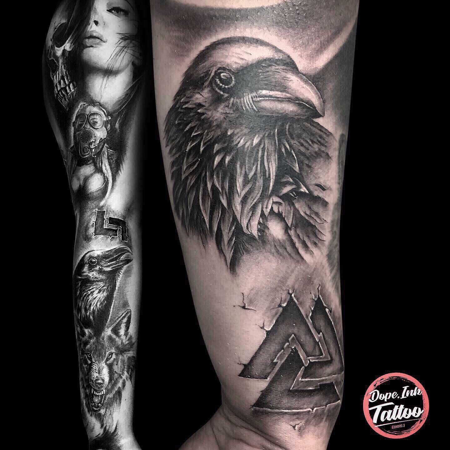 Raven Tattoo Sleeve