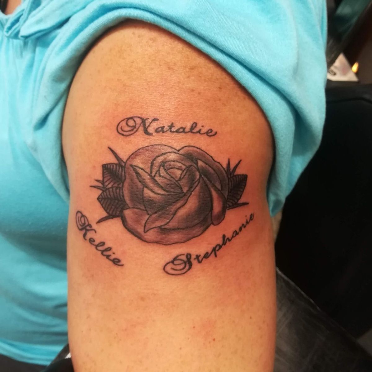 Tattoo uploaded by Eric Gaber • Rose and 3 names • Tattoodo
