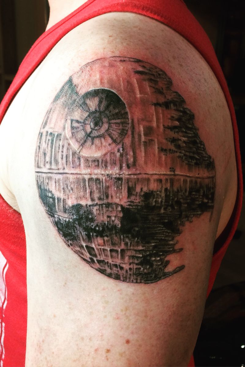 Tattoo uploaded by Ian Lakin • Star Wars Death Star tattoo designed and ...