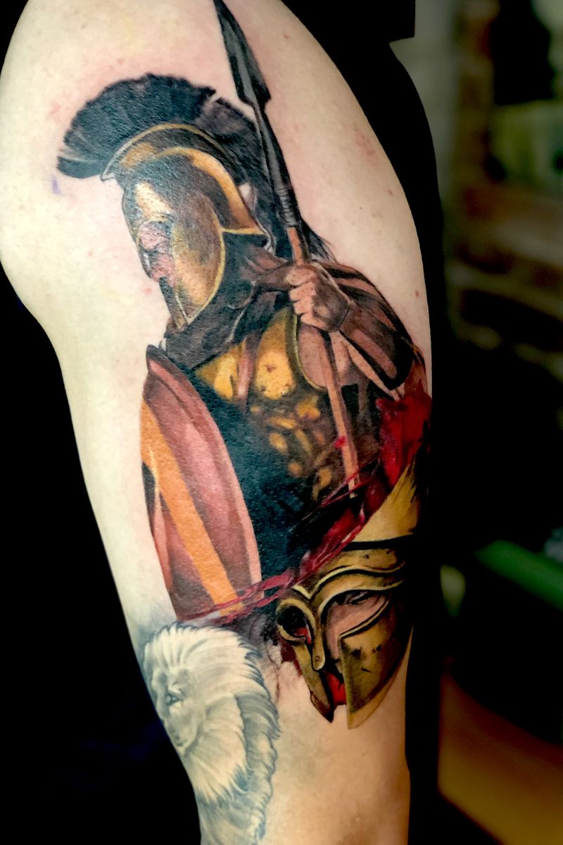 Tattoo uploaded by Joshua Aaron Kassner • Greek warrior • Tattoodo
