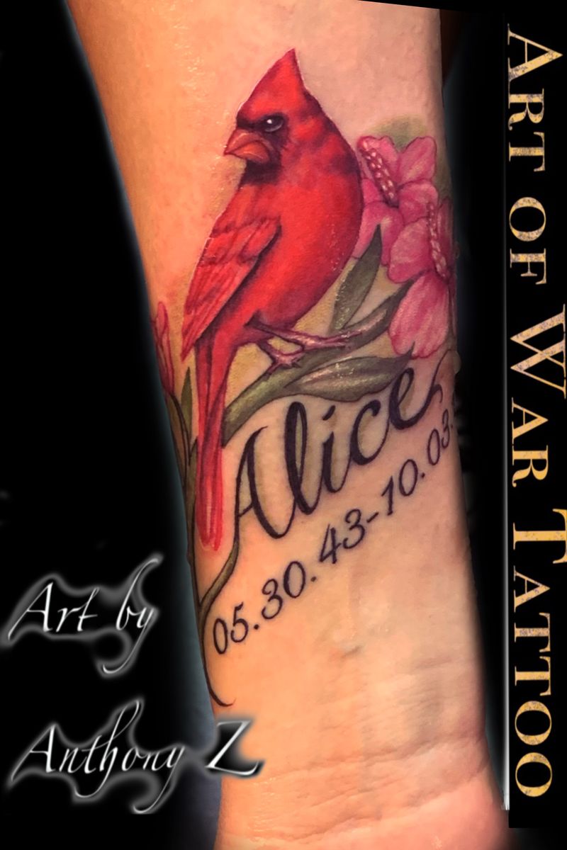 Tattoo uploaded by Anthony Zamora • Red Cardinal done on a wrist as a ...