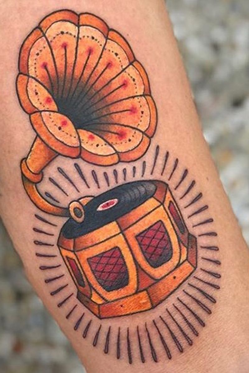Tattoo uploaded by Michael Derudder • #Phonograph #oldschool • Tattoodo