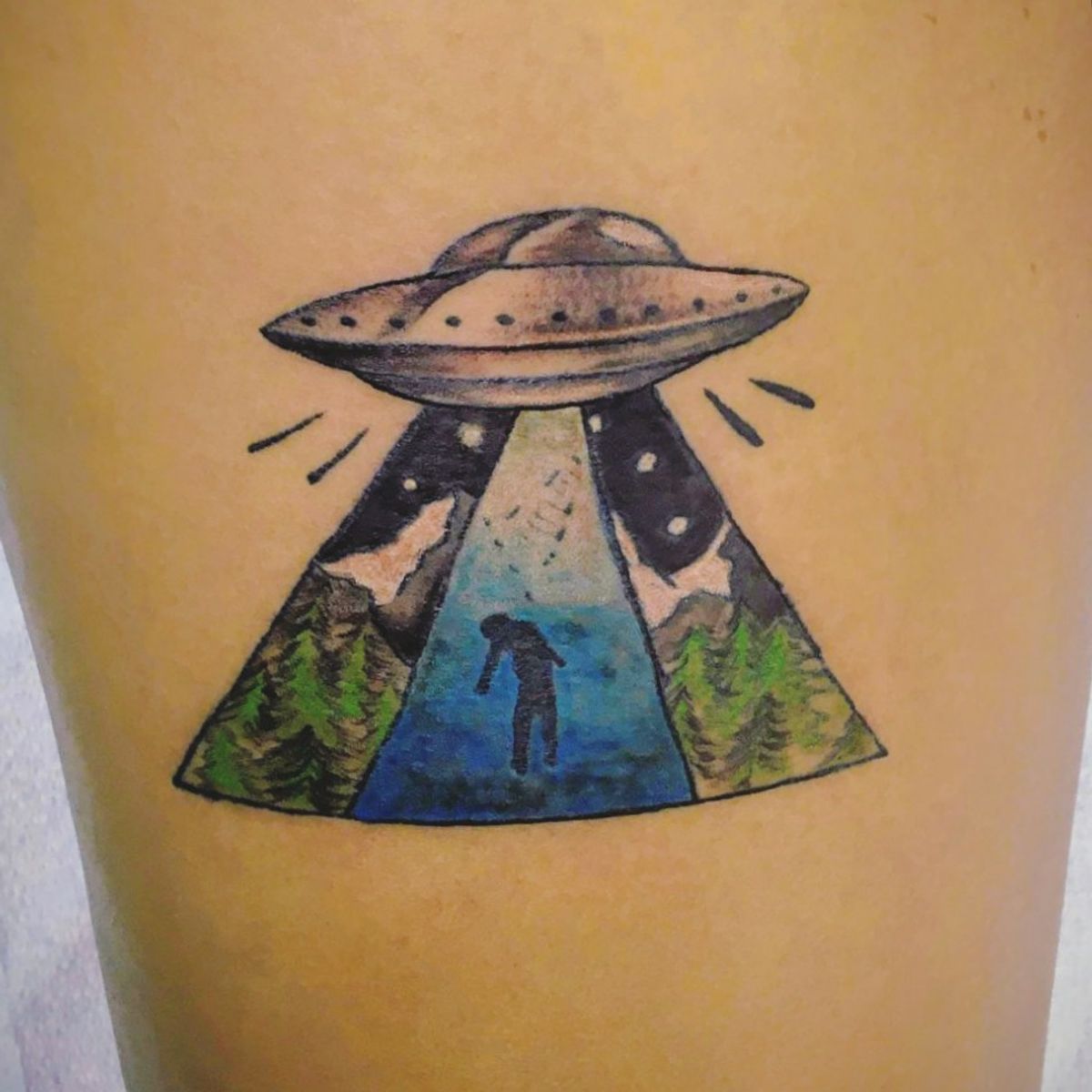 Tattoo uploaded by Justin Ramm • Alien abduction color tattoo • Tattoodo
