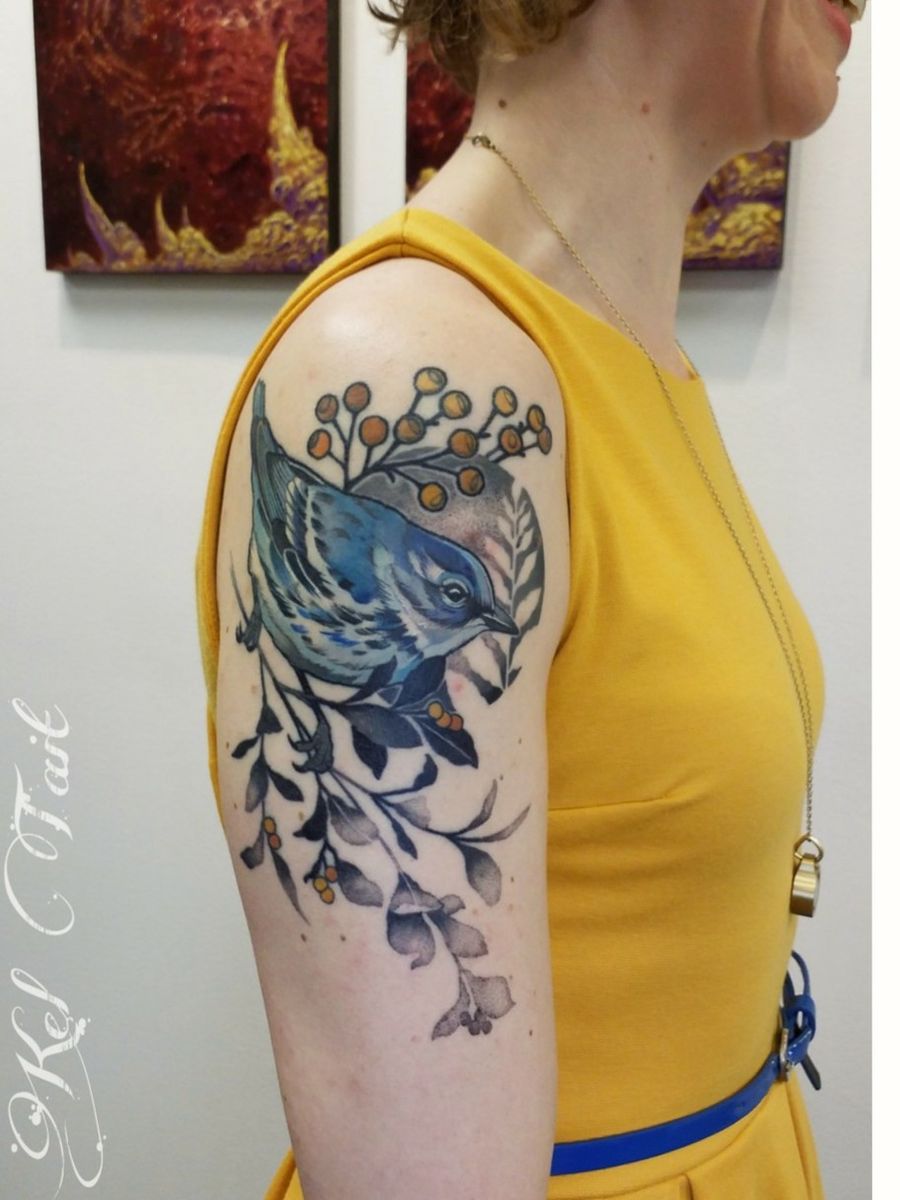 Tattoo uploaded by kel tait • Healed cerulean warbler for Julia # ...