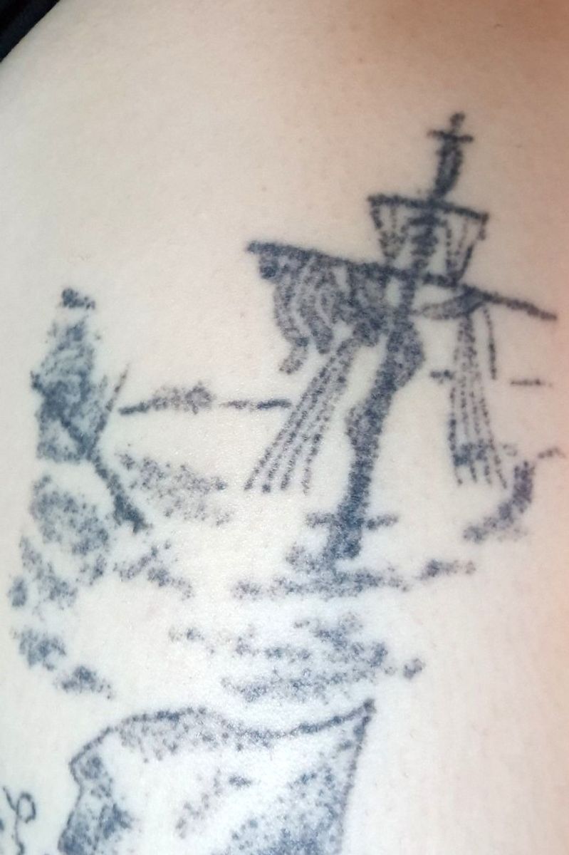 Tattoo uploaded by Jess Brooks • #handpoked Sunken ship tattoo done by ...