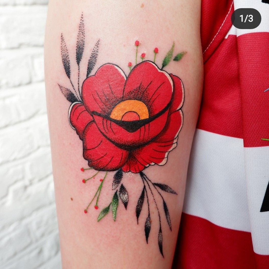 Colorful Dotwork Flower by Adi D • Tattoodo