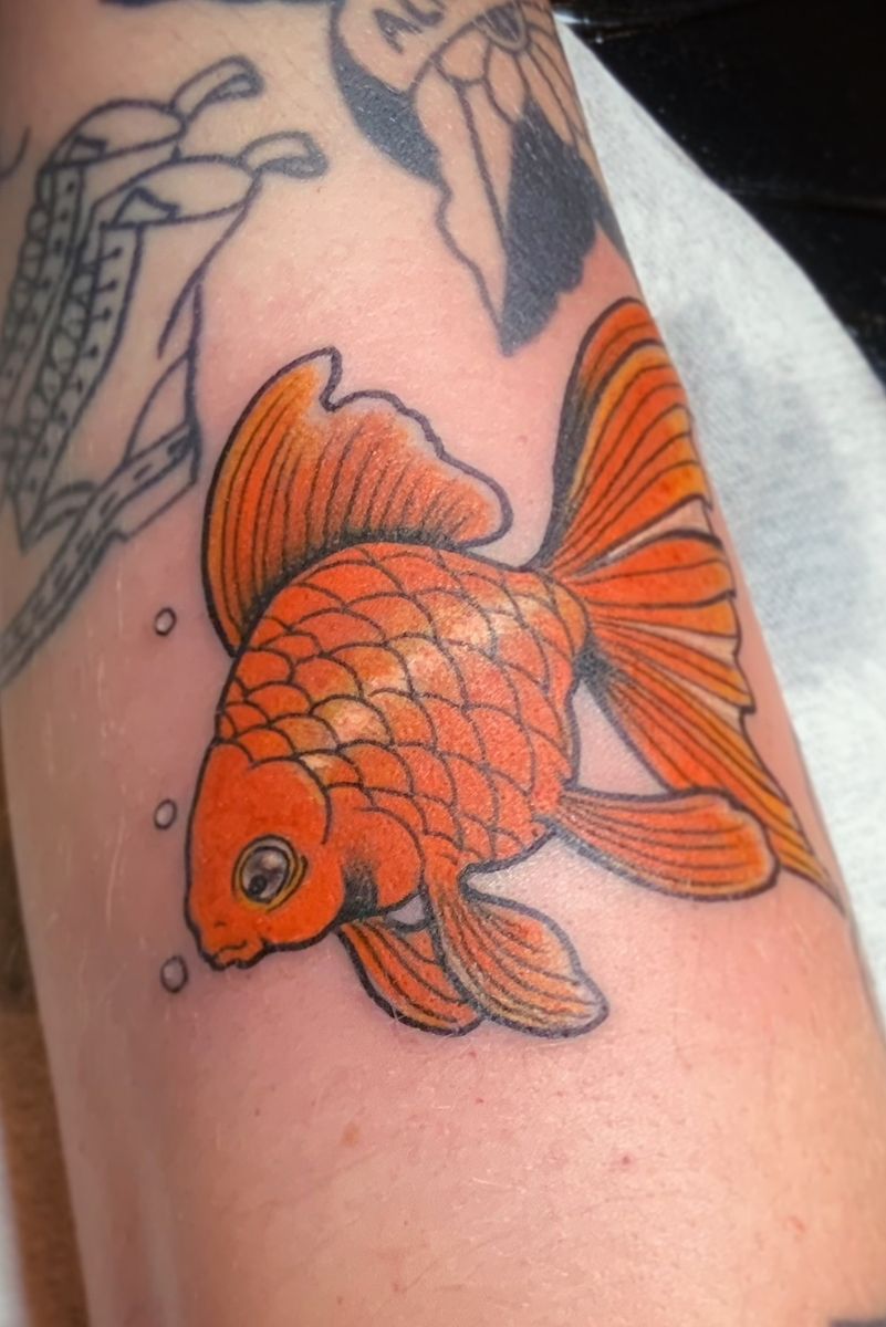Tattoo uploaded by Jen Mogg • Tiny wrapping kingyo on Rose. • Tattoodo