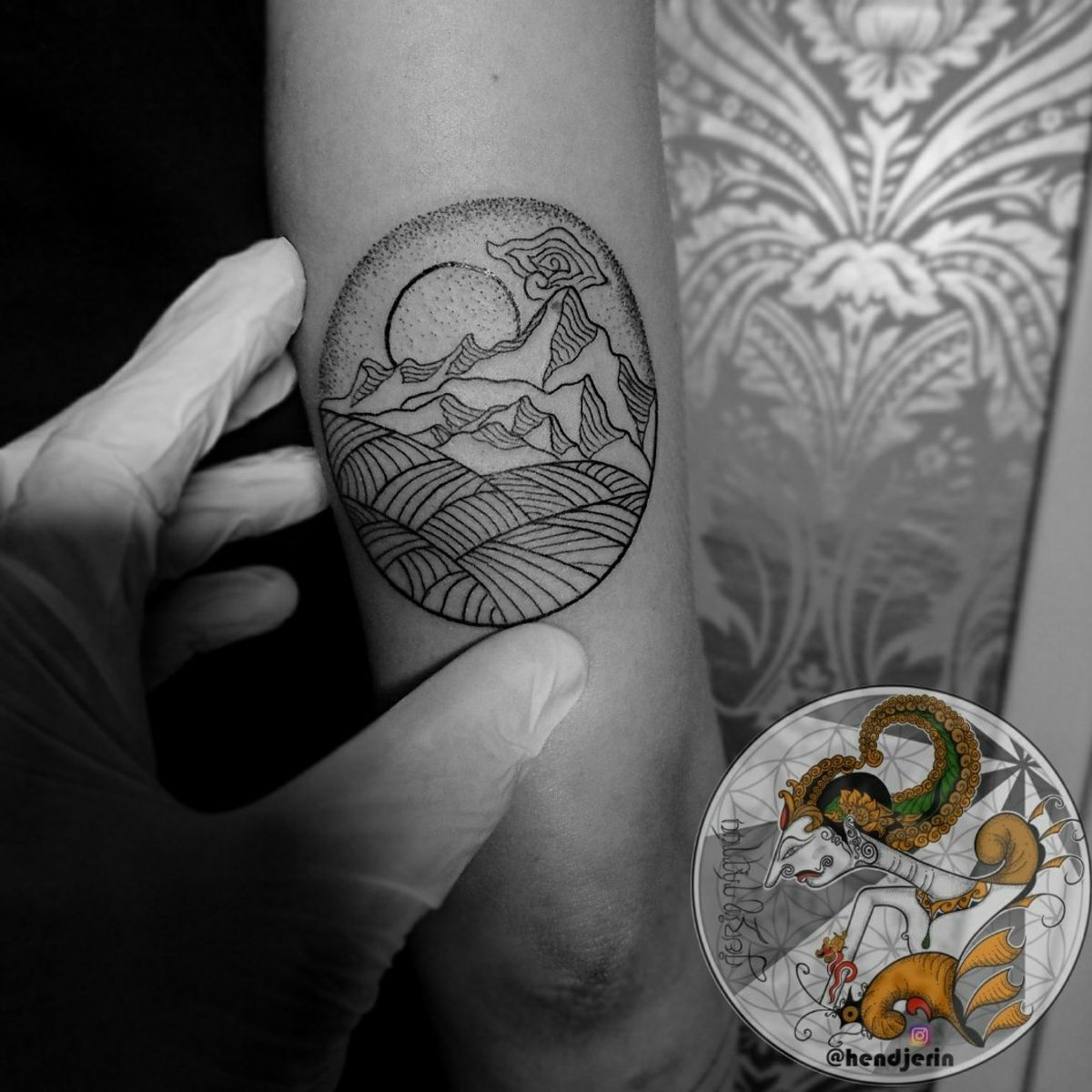 Tattoo uploaded by Jerin • Did this Minimalistic Mountains and Rice ...