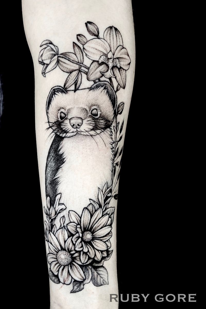 Tattoo uploaded by Ruby Gore • Blackwork Weasel 💗 • Tattoodo
