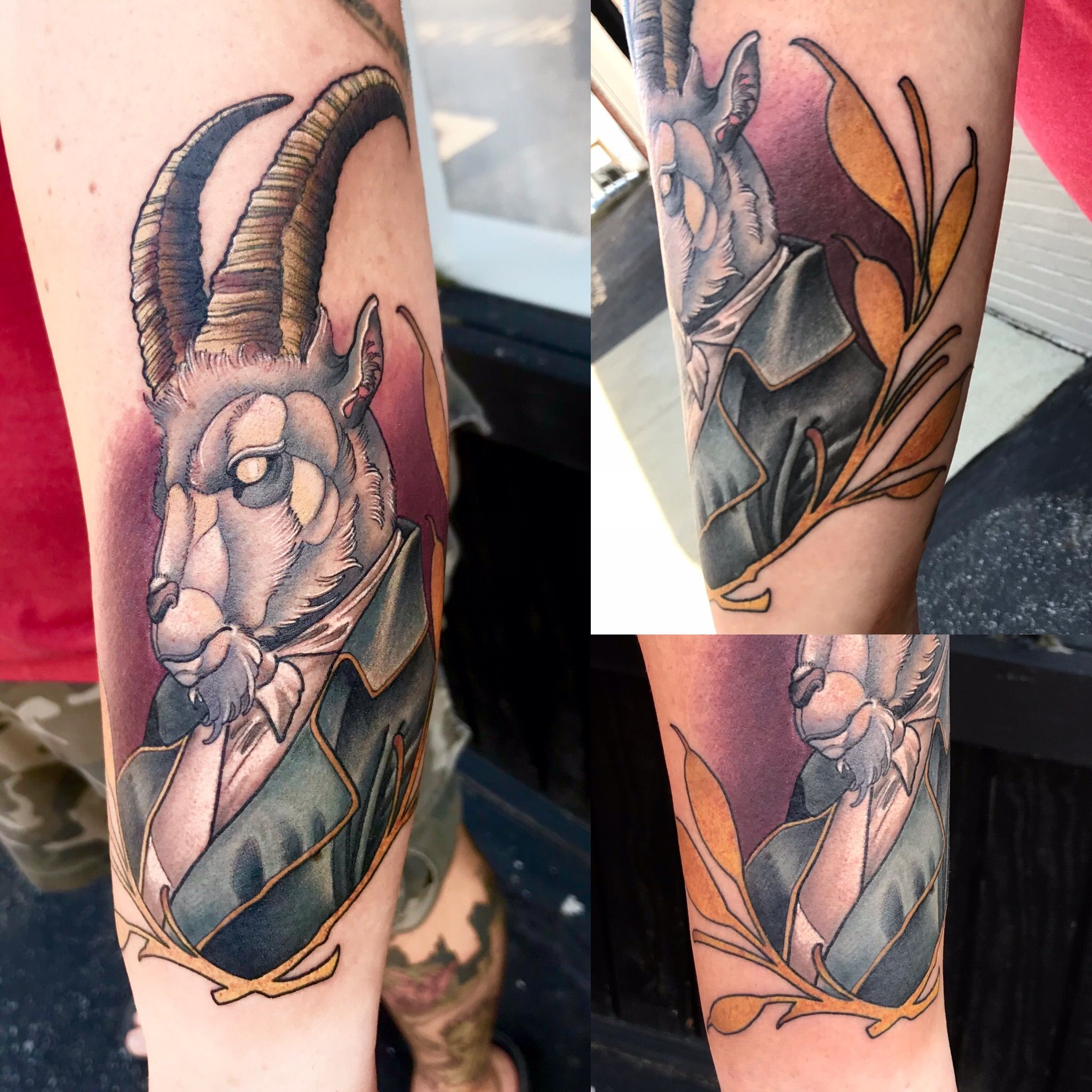 Neo Traditional Goat Tattoo