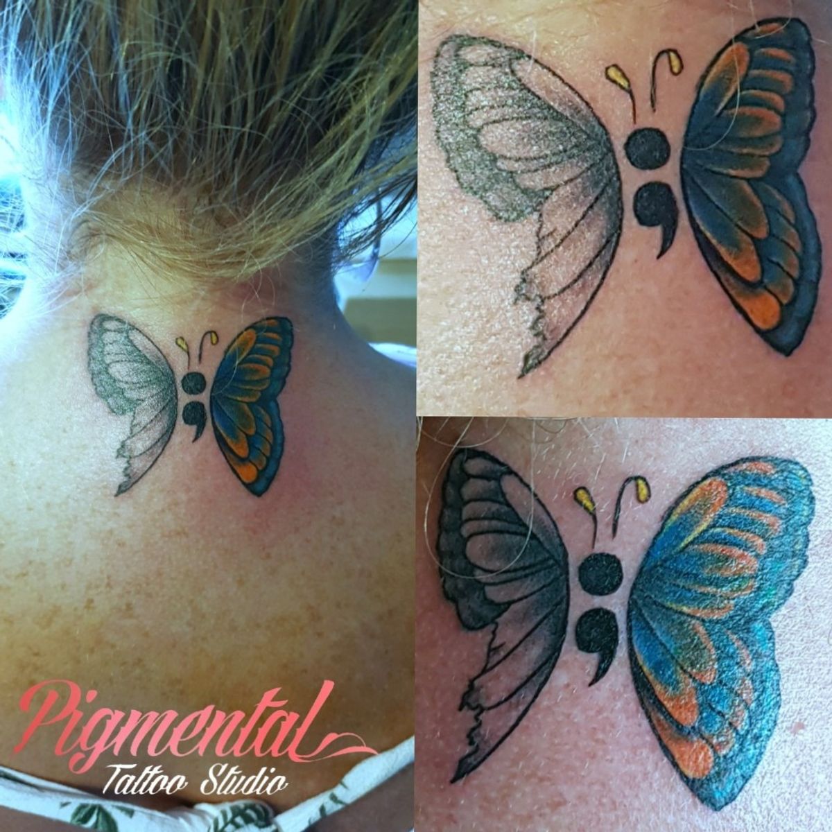 Tattoo uploaded by Pigmental Tattoos • Semicolon Butterfly Tattoo ...