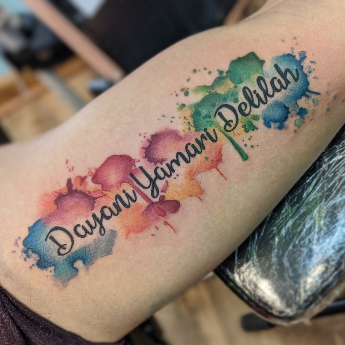 Tattoo uploaded by Tracy Marie • Watercolor Script Tattoo • Tattoodo