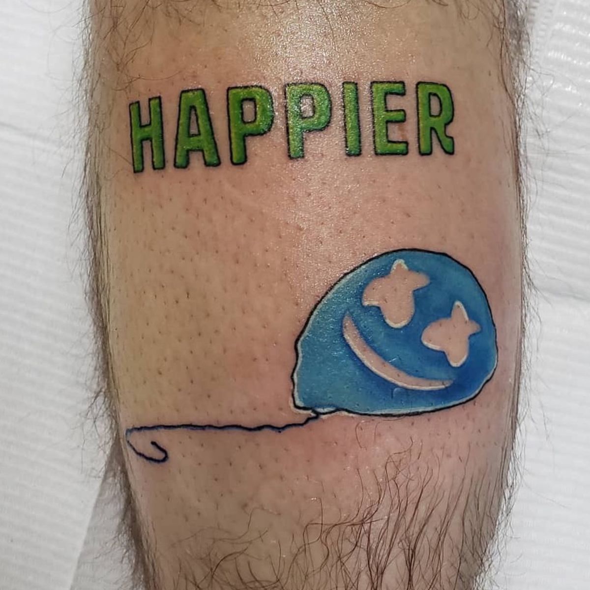 Tattoo uploaded by Bo • Marshmello Happier Piece, On Back Of Leg • Tattoodo