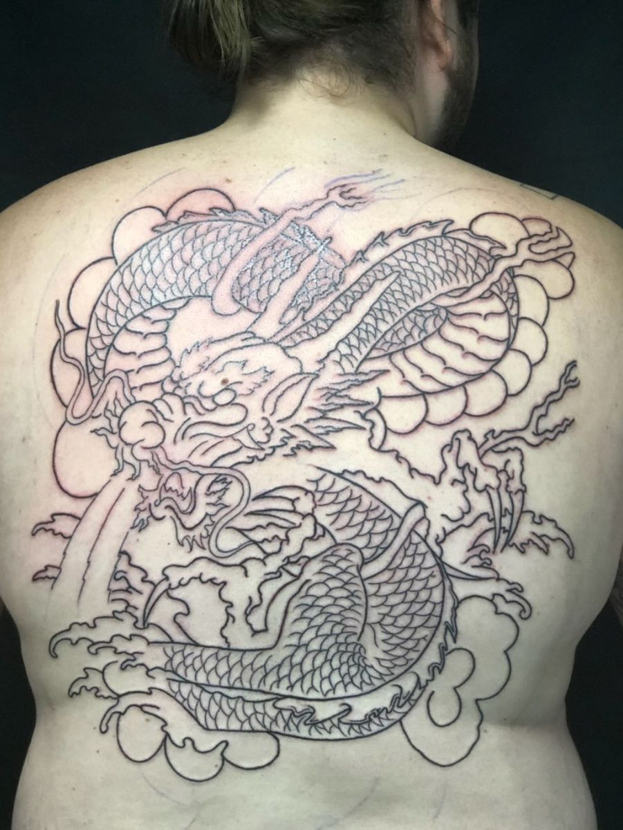 Tattoo uploaded by Arn • Dragon back piece, still needs finished ...