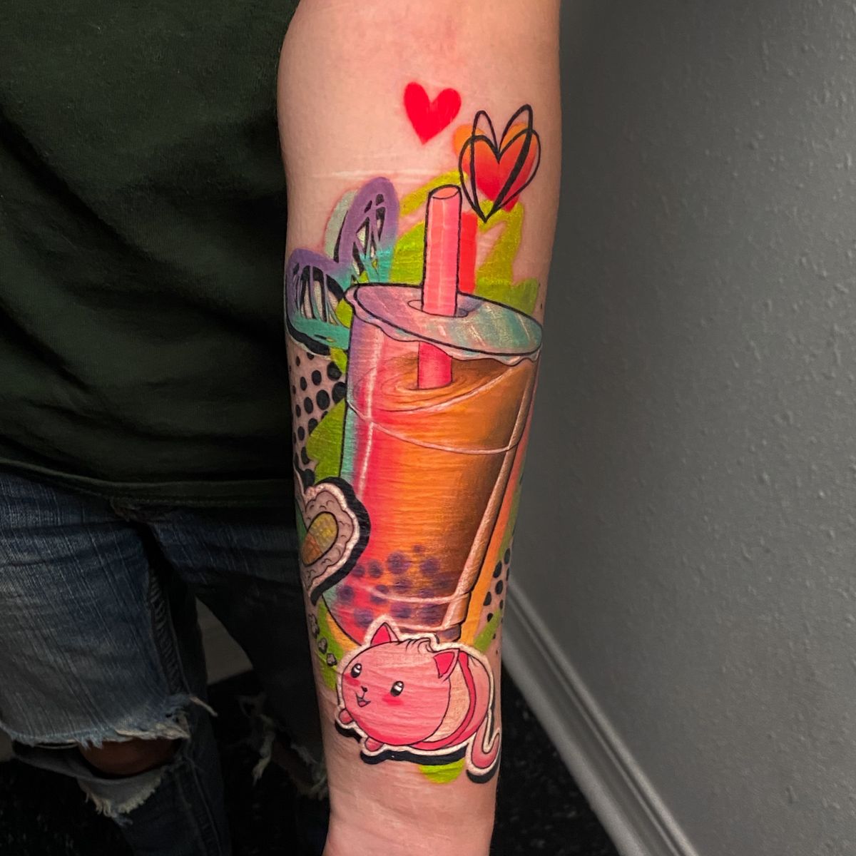 Tattoo uploaded by Janelle Hanson • Here’s some boba tea in a kawaii ...