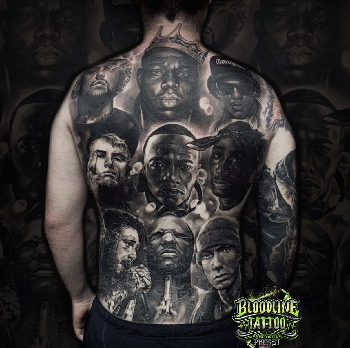 Tattoo uploaded by Bloodline Tattoo Phuket • Greatest Rappers Full Back ...