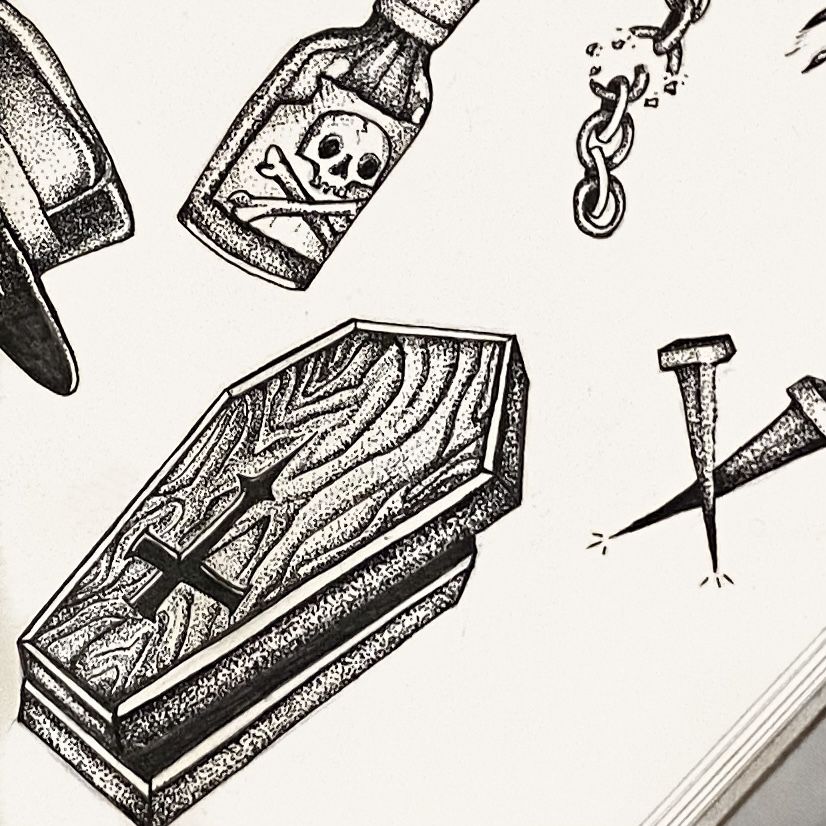 Gothic Coffin Drawing