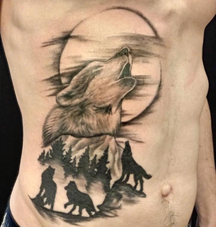 Wolf Howling Tattoo Shoulder