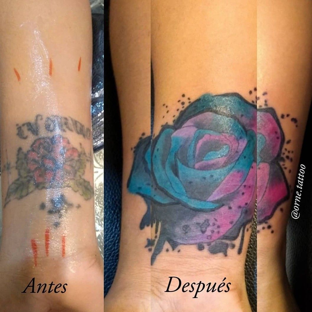 Purple Rose Tattoo Cover Up