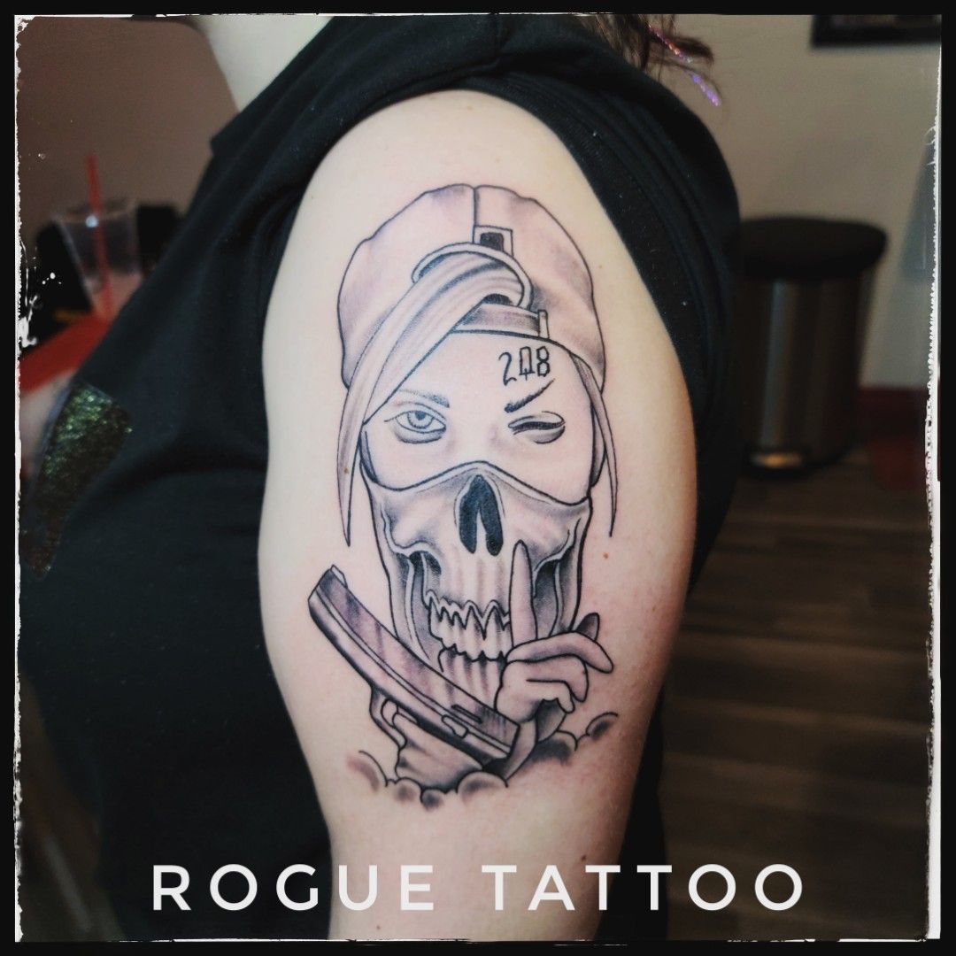 Gangster Skull With Bandana Tattoo