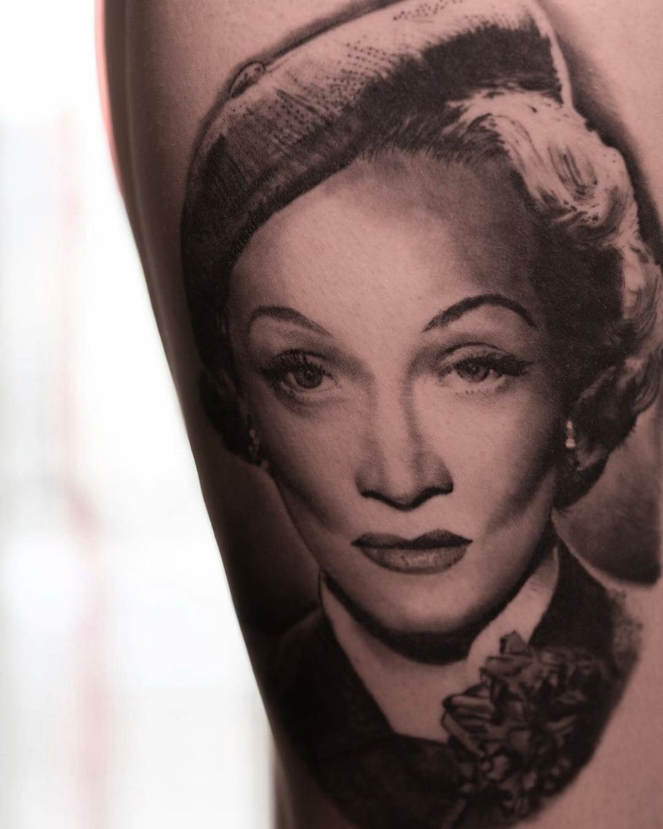 Tattoo uploaded by EAST SIDE TATTOO LDN • Portrait of Marlene Dietrich ...