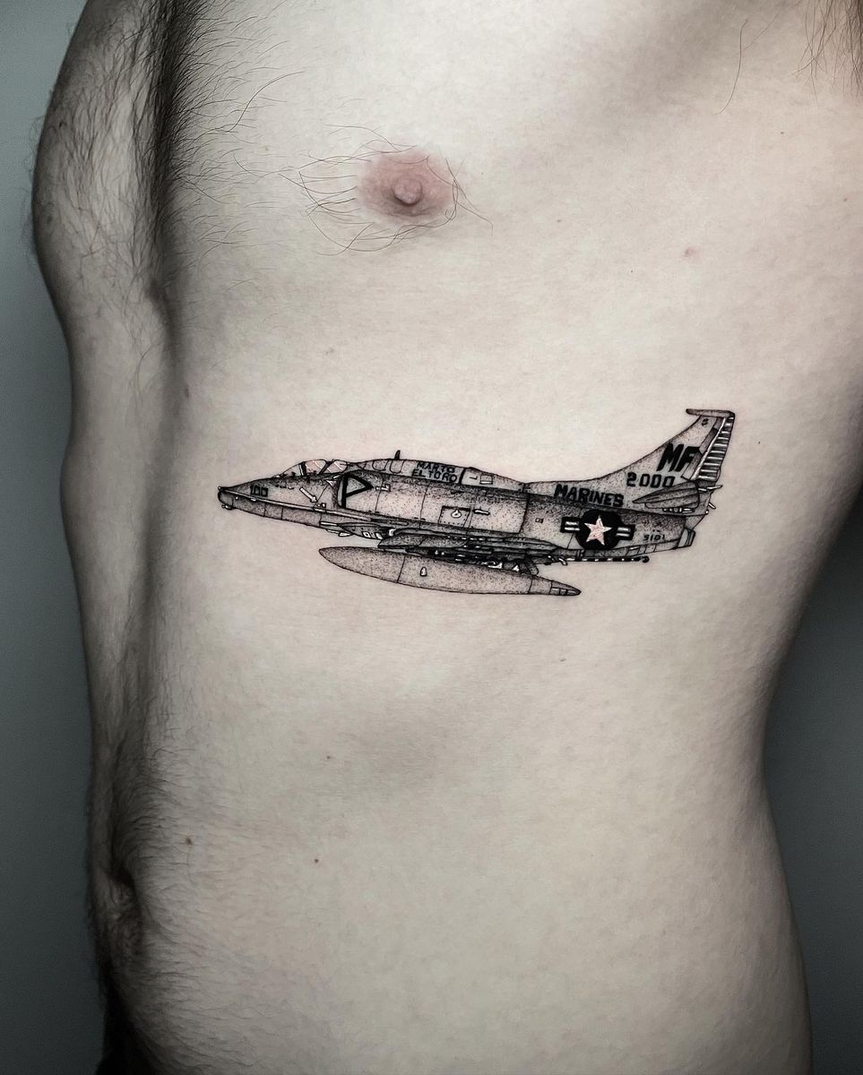 Tattoo uploaded by Deven Brodersen • Single needle fighter jet • Tattoodo