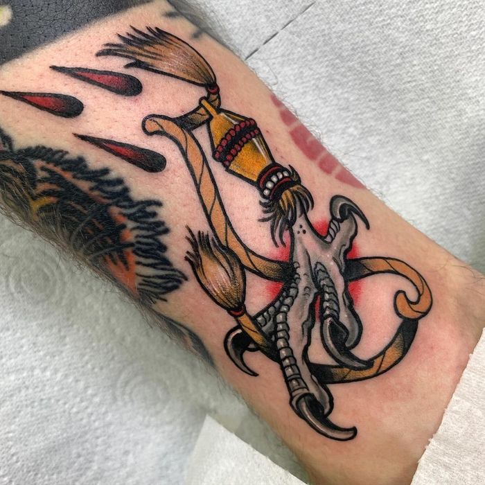 Bird Claw and Brooms Tattoo • Tattoodo