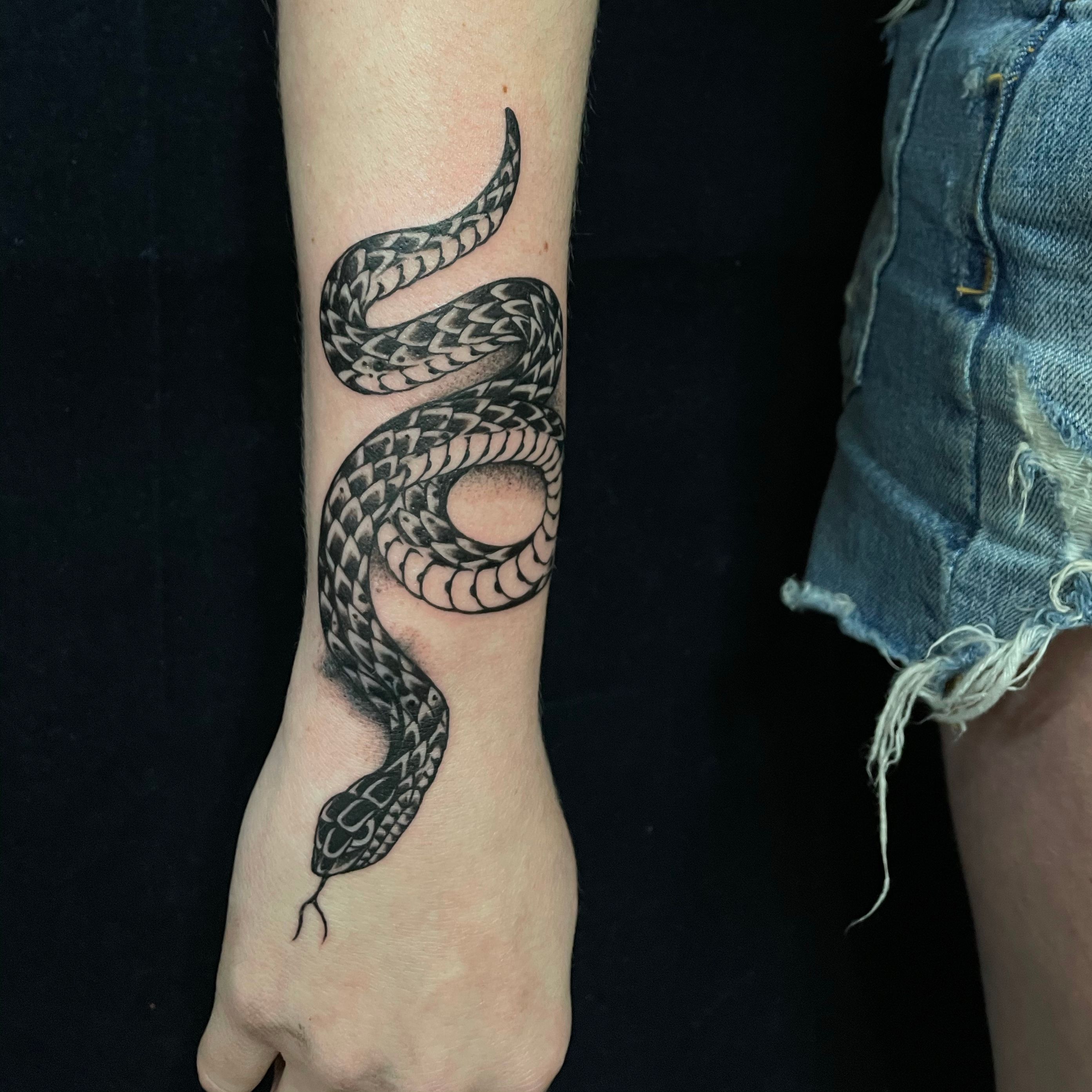 Illustrative Snake Forearm Tattoo • Tattoodo