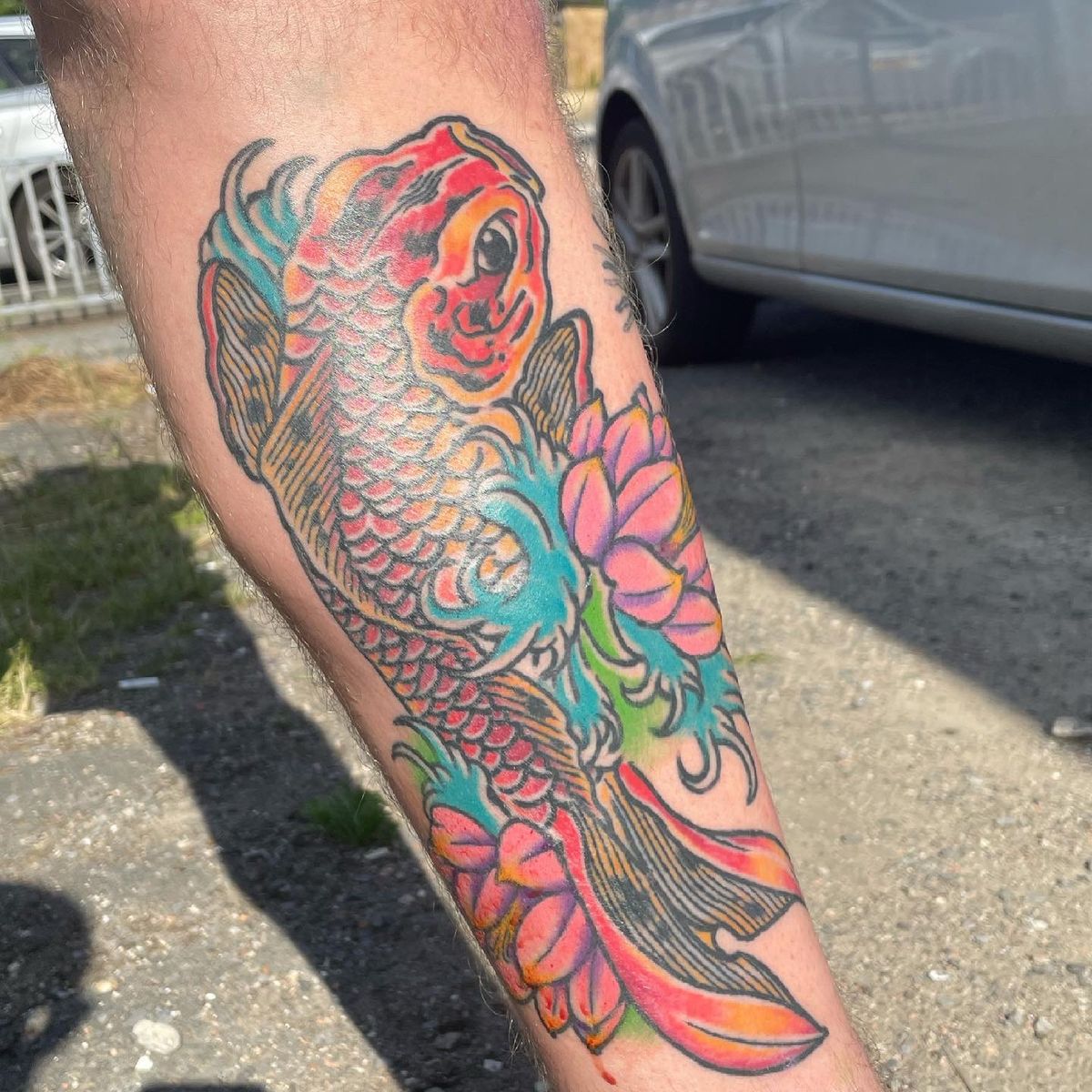 Tattoo uploaded by Tom Tellez • Fresh Calf Koi ♓️ #koi #fish # ...