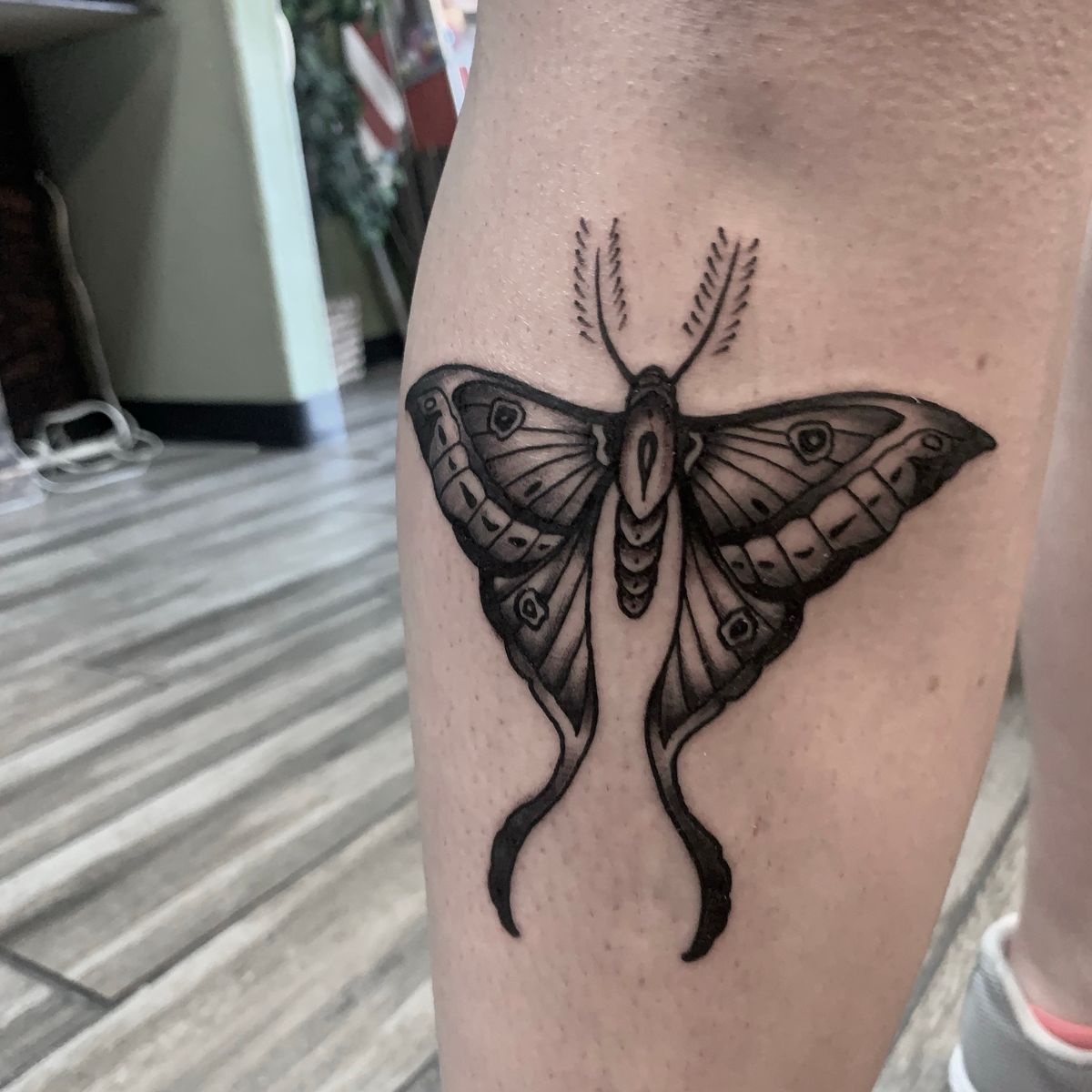 Tattoo uploaded by Erik Baluyot • Black and grey moth from my flash ...