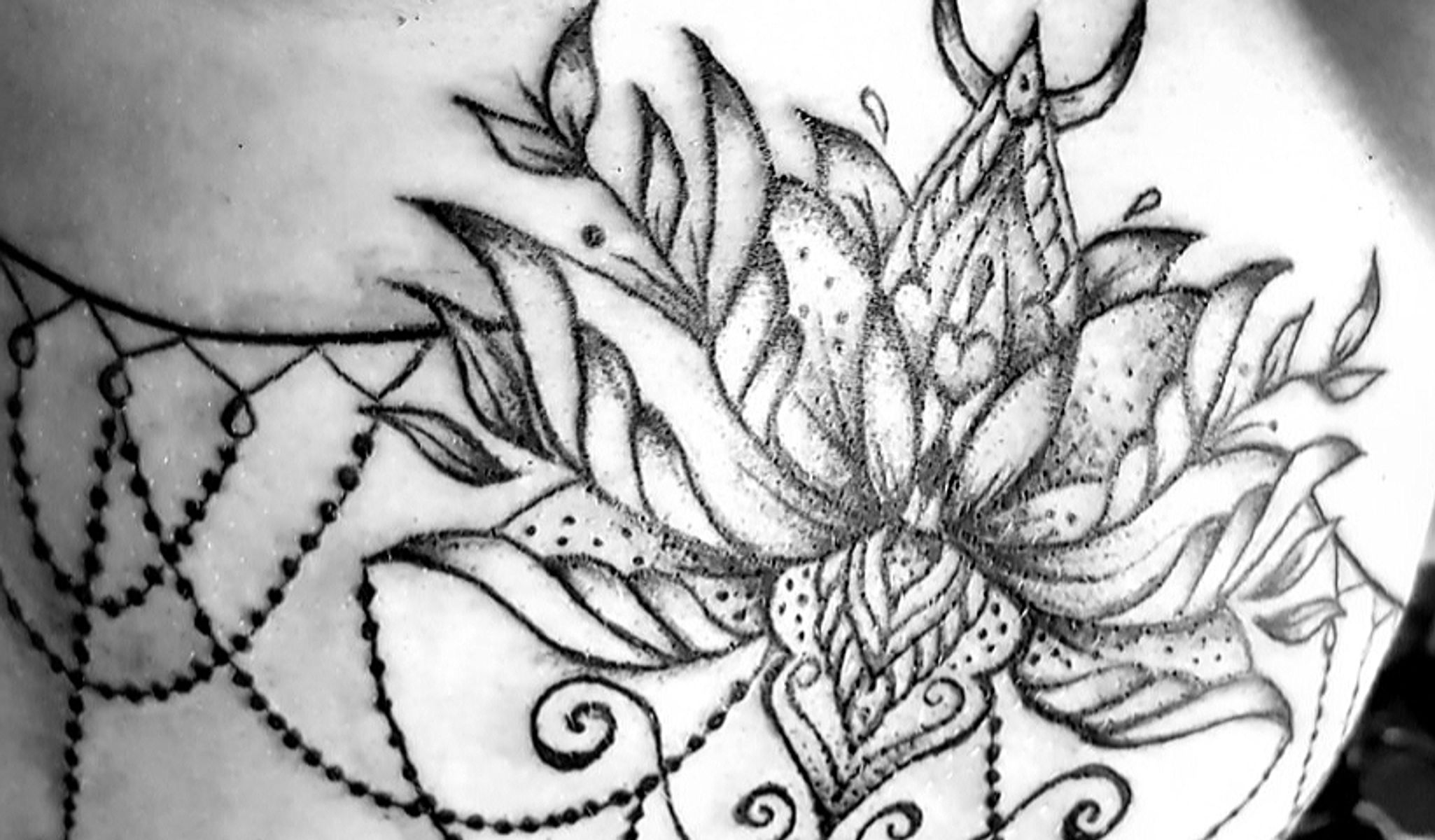 Tattoo Uploaded By Stella Walton • Custom Lotus Sternum Piece Drawn