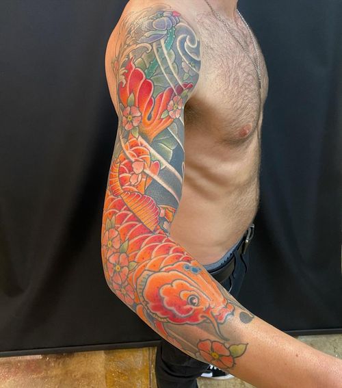 Koi Fish Sleeve Tattoo • Tattoodo