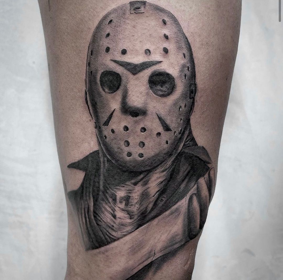 Illustrative Jason Voorhees Arm Tattoo • Tattoodo