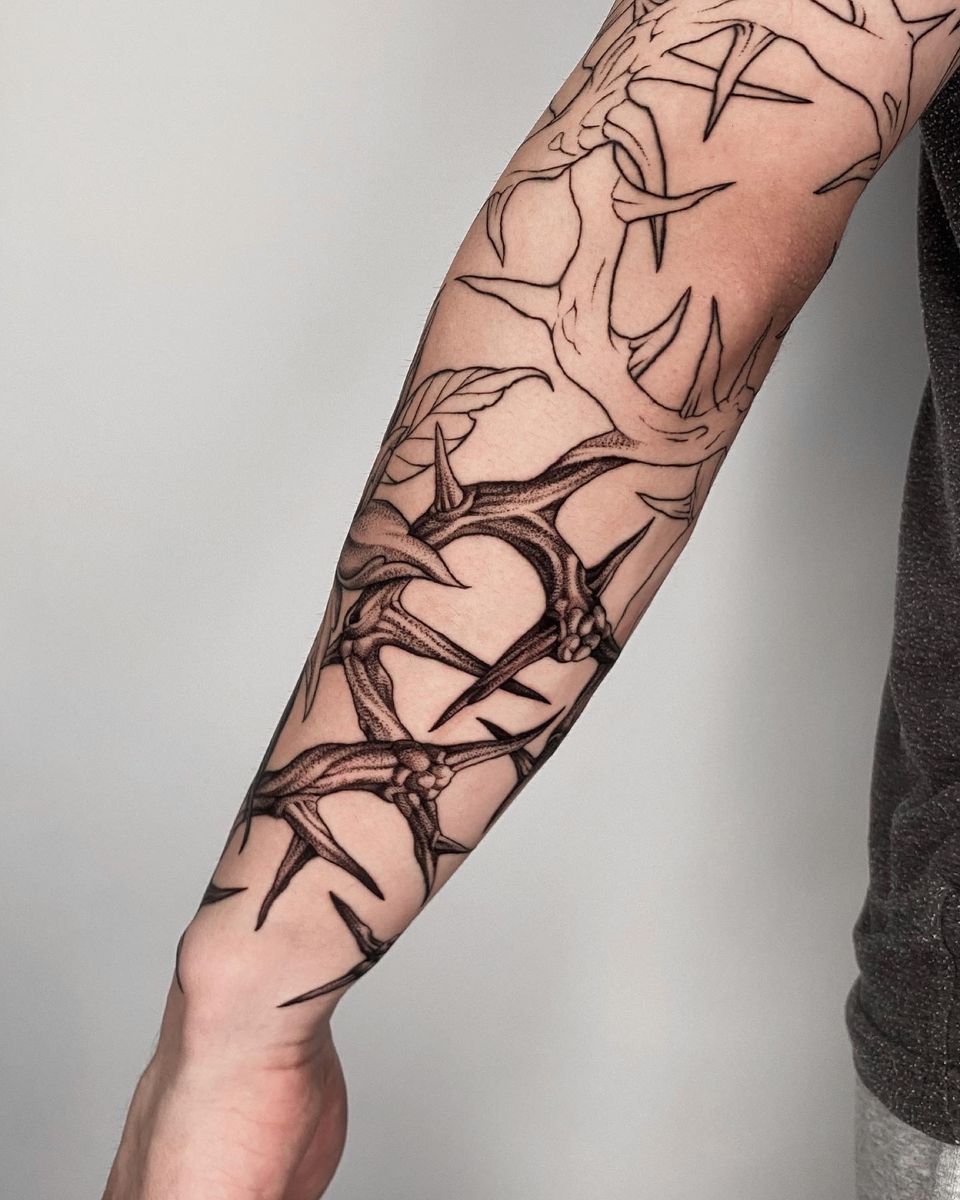Tattoo uploaded by illson • Another shot of thorn sleeve in progress ...