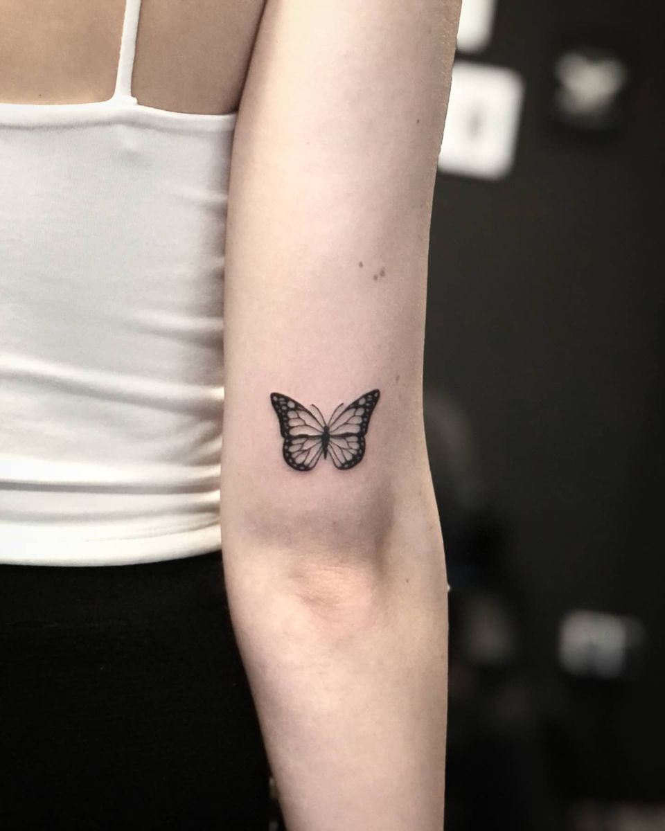 Tattoo uploaded by A Touch Of Ink • Tatuaj alb-negru cu fluture A Touch ...