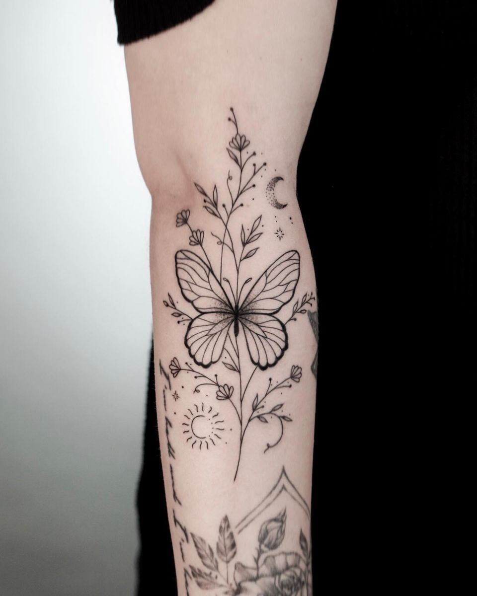 Tattoo uploaded by A Touch Of Ink • Tatuaj alb-negru cu fluture A Touch ...