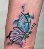Tattoo uploaded by Shelley McNally • Watercolour semi colon butterfly ...