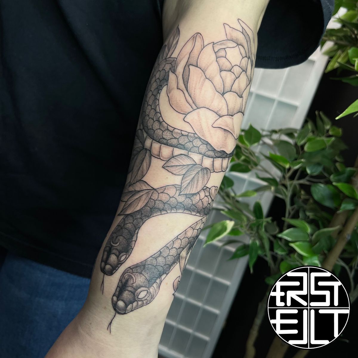 Tattoo uploaded by Kristen • Double headed snake and peony #peony # ...