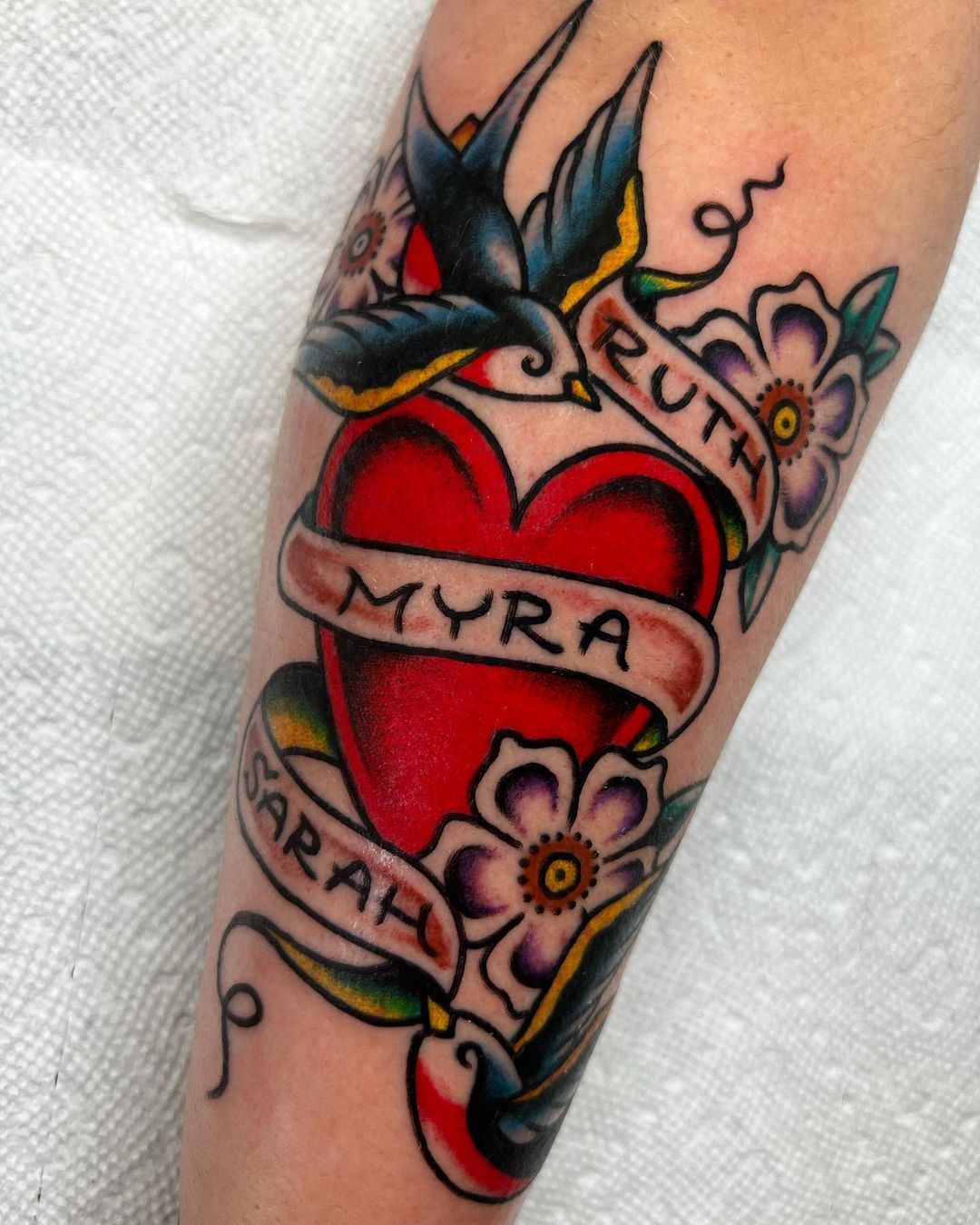 Heart and Swallow Tattoo • Tattoodo