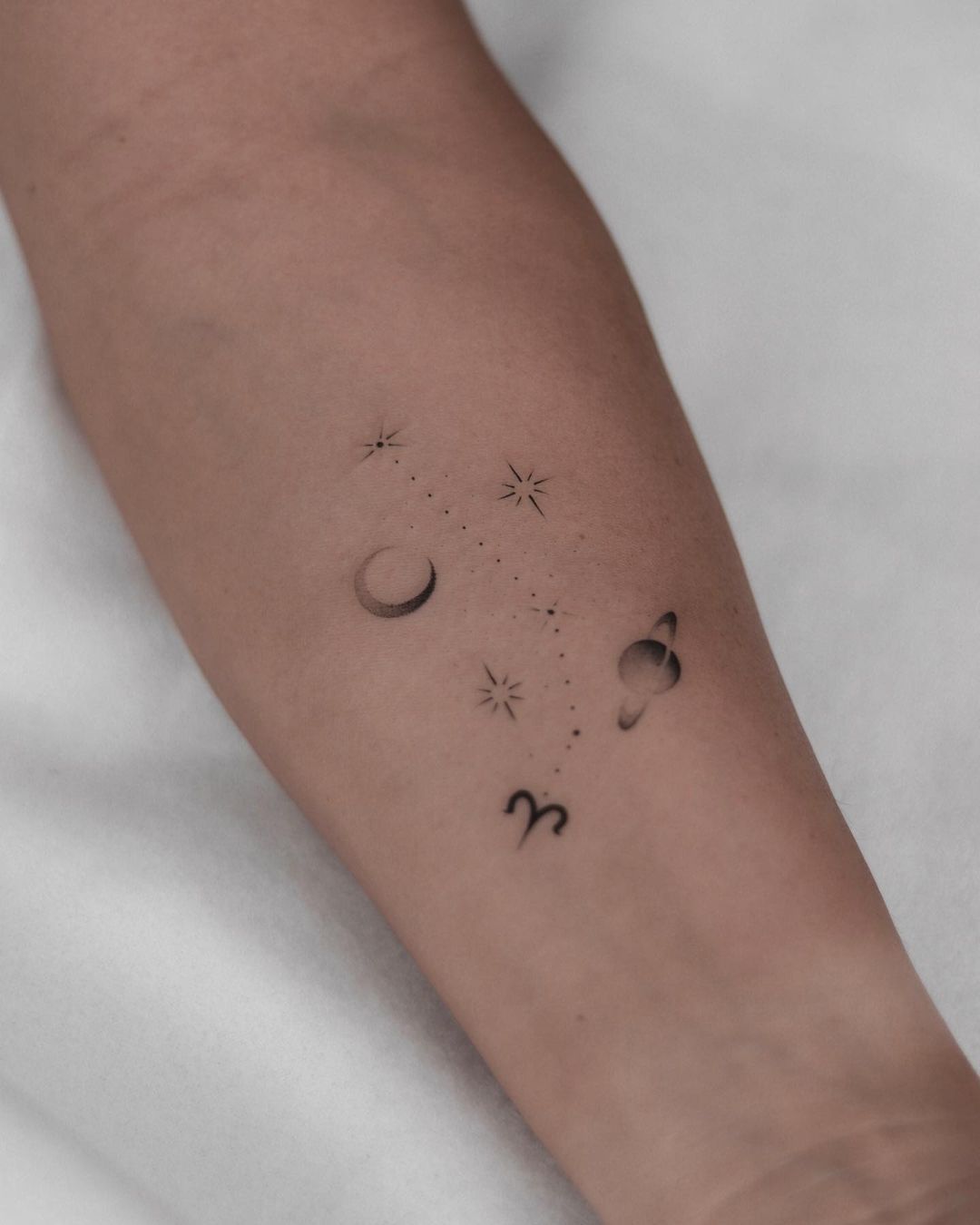 Celestial Blackwork Forearm Tattoo • Tattoodo