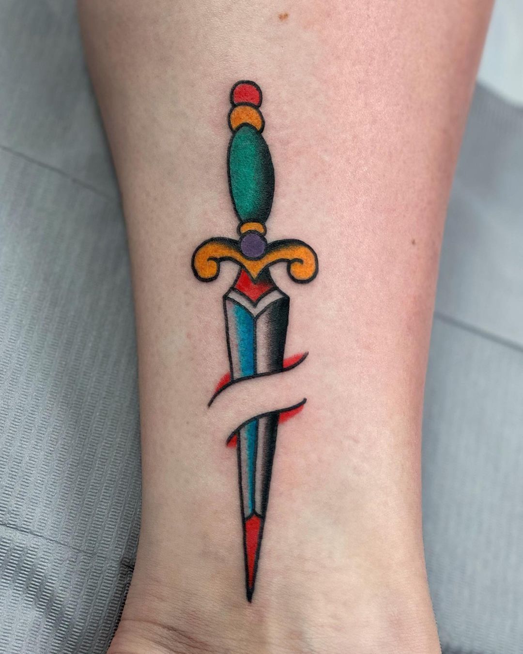 Traditional Dagger Tattoo by Eddy Ospina • Tattoodo