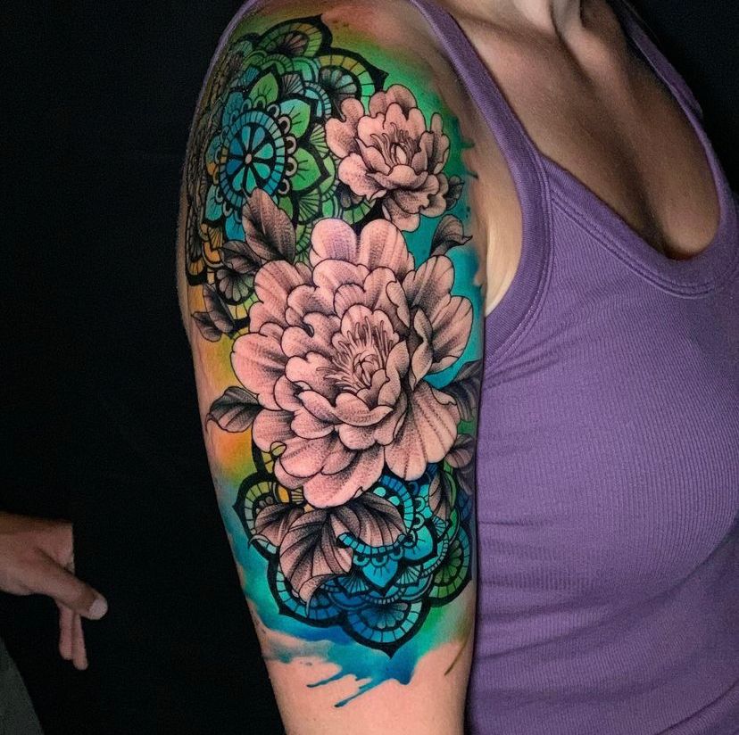 Ornamental Peony Mandala Tattoo • Tattoodo